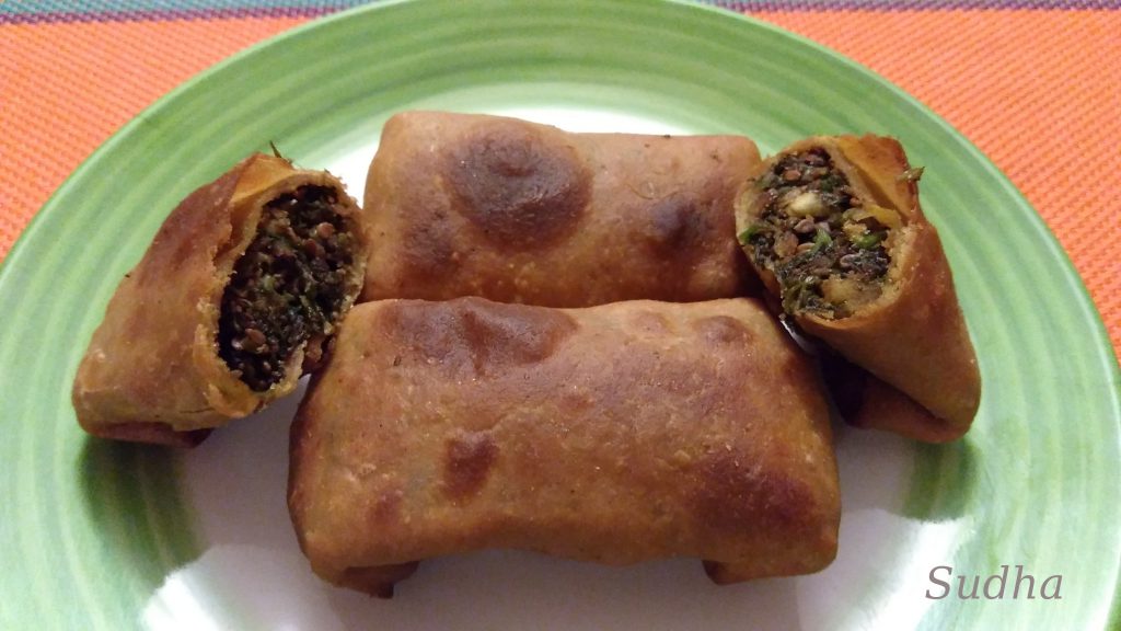 Pudachi Vadi / Sambhar Vadi (Coriander Stuffed Crispy Packets) | My ...